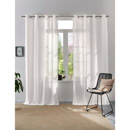 OTTO home Vorhang &raquo;Linsdorf&laquo; &Ouml;sen 1 Stk. tlg. Leinenstruktur wei&szlig; Polyester 160cm, &Ouml;sen, 140cm
