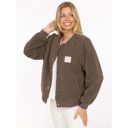 Zwillingsherz Damen Bomberjacke &raquo;"Smile Love"&laquo; ohne Kapuze seitliche Taschen, Knopfleiste, Kontrastb&uuml;ndchen, Patch XXL