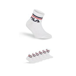 Fila Herren Kurzsocken &raquo;JUNIOR UNISEX QUARTER PLAIN SOCKS&laquo; 6 Paar tlg. mit eingestricktem Logo im B&uuml;ndchen, Kindersocken wei&szlig; 23-26