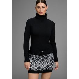Melrose Damen Strickkleid in enger Form, Mini-L&auml;nge mit G&uuml;rtel schwarz-wei&szlig; 40, N-Gr