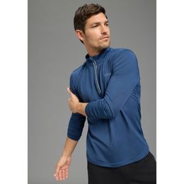OCEAN SPORTSWEAR Herren Funktionsshirt &raquo;atmungsaktiv, quick dry&laquo; schmale Passform, Langarm, mit Rei&szlig;verschluss am Ausschnitt blau XL (56/58)