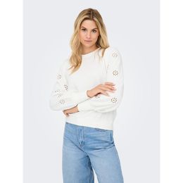 Only Damen Only Sweatshirt &raquo;ONLFEMME L/S PUFF EMBROIDERY UB SWT&laquo;, mit Puff&auml;rmeln mit wundersch&ouml;ner Lochstickerei L