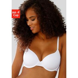 Lascana Damen Lascana Schalen-BH &raquo;, T-Shirt-BH, B&uuml;gel-BH, Ela - perfect basic&laquo; aus seidiger Microfaser, bequemer BH, gro&szlig;e Gr&ouml;&szlig;en wei&szlig; 95, Cup C