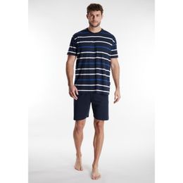 G&ouml;tzburg G&ouml;tzburg Herren G&Ouml;TZBURG Shorty &raquo;Midtown&laquo; 2 tlg. Kurzarm, Rundhalsausschnitt, gestreiftes Oberteil, weich, Baumwollmix blau 52L