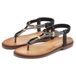 Lascana Damen Lascana Zehentrenner &raquo;Sandale, Sommerschuh, offener Schuh,&laquo; mit eleganten Schmucksteinchen VEGAN schwarz 36