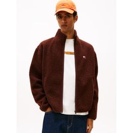 Tommy Jeans Herren Sweatjacke &raquo;BADGE TEDDY&laquo; Relaxed fit, Teddy-Fleece, Stehkragen braun L