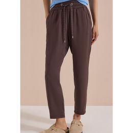 Cecil Damen Jogger Pants &raquo;Style Chelsea&laquo; aus Viskose, atmungsaktiv, Loose Fit, schmale Beinform braun XL (44), L&auml;nge 28