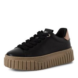 Tamaris Damen Plateausneaker Freizeitschuh, Halbschuh, Schn&uuml;rschuh mit Eye-Catcher Plateau schwarz 37