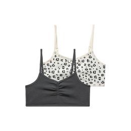Buffalo M&auml;dchen Bustier Packung, 2 Stk. mit verstellbaren Tr&auml;gern, unifarben oder bedruckt grau 182, N-Gr