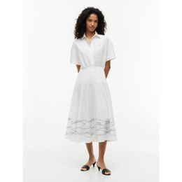 Tommy Hilfiger Damen Blusenkleid &raquo;POPLIN FLRE SS MIDI SHRT DRS&laquo; Ohne Tasche Baumwolle wei&szlig; 40, N-Gr