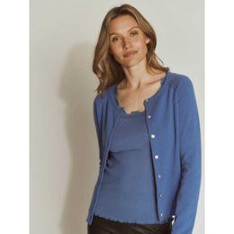 rosemunde Damen rosemunde Strickjacke &raquo;Laica cardigan mit Wolle und Kaschmir&laquo; mit Rundhalsausschnitt, Woll-Kaschmir-Mix blau S