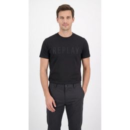 Replay Herren T-Shirt Baumwoll-Qualit&auml;t, Logoschriftzug schwarz 3XL