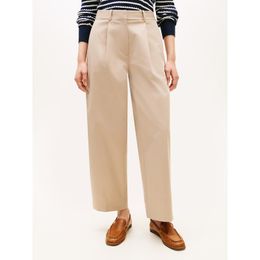 Tommy Hilfiger Damen Chinohose &raquo;COTTON BARREL PLEATED CHINO&laquo; Baumwollmix, Mid Rise, Tapered beige 40, N-Gr
