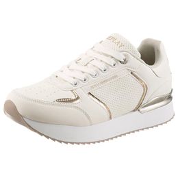 Replay Damen Plateausneaker Trend-Sneaker, Schn&uuml;rschuh, Freizeitschuh mit Metallic-Details wei&szlig; 41