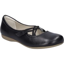 Josef Seibel Damen Riemchenballerina &raquo;Fiona 39&laquo; Festtagsschuh, Slipper, Komfortschuh mit &uuml;berkreuztem Gummizug schwarz 39