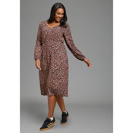 Laura Scott Curve Damen Laura Scott CURVE Midikleid &raquo;Gro&szlig;e Gr&ouml;&szlig;en&laquo; aus elastischer Viskosemischung, figurumspielende Passform 50, N-Gr