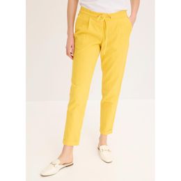 bonprix Damen bonprix Leinenhose &raquo;Leinenhose&laquo; aus Leinen und Baumwolle, Regular Fit, mit elastischem Gummibund gelb 38, N-Gr