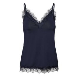 rosemunde Damen rosemunde Spaghettitop &raquo;Billie Strap Top&laquo; Vintage-Spitzenbesatz an Ausschnitt und Saum, feminin blau 46