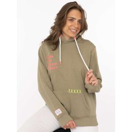 Zwillingsherz Damen Hoodie &raquo;"Smile Cross"&laquo;, Statement Schriftzug, Stickerei, Kapuze, K&auml;ngurutasche L/XL