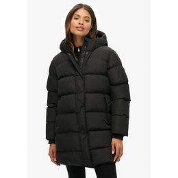 Superdry Damen Steppjacke &raquo;HOODED SPORTS PUFFER MID JKT&laquo; mit Kapuze mit hochschlie&szlig;endem Kragen, aus Polyester und Kunstfaser, Relaxed Fit schwarz S
