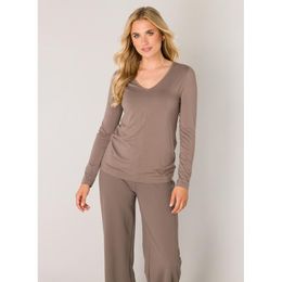 Base Level Damen Langarmshirt mit V-Ausschnitt grau 42