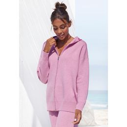 ELBSAND Damen Strickjacke aus hochwertigen Strick und eingestricktem Logo, Loungewear rosa 44/46