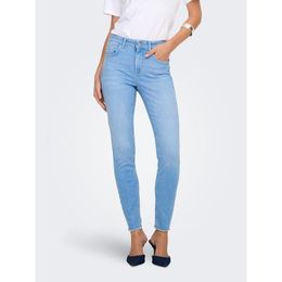 Only Damen Only Skinny-fit-Jeans &raquo;ONLBLUSH MID SK ANK RW DNM REA130 NOOS&laquo; hohe Taille, Bleach Wash f&uuml;r einen Faded-Look, ausgefranster Saum blau XL (