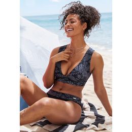 Venice Beach Damen Bustier-Bikini-Top &raquo;Moloka&laquo; mit tropischem Print schwarz 38, Cup C/D