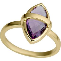 Firetti Damen Fingerring &raquo;Schmuck Geschenk Gold 333 Damenring Goldring Edelstein Solit&auml;r&laquo; mit Amethyst bunt 19, Gelbgold 333, 1,95mm