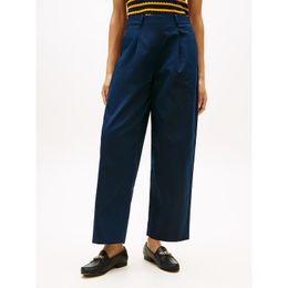 Tommy Hilfiger Damen Chinohose &raquo;COTTON BARREL PLEATED CHINO&laquo; Baumwollmix, Mid Rise, Tapered blau 40, N-Gr