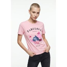 Only Damen Only Kurzarmshirt &raquo;ONLKITA LIFE S/S TOP BOX JRS&laquo; Baumwolle, regular fit, Rundhals rosa L