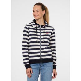 Ragwear Damen Kapuzensweatjacke &raquo;PARYA STRIPES&laquo; aus Baumwollmischung, normale Passform, mit Rei&szlig;verschluss wei&szlig; L