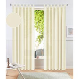 OTTO home Vorhang &raquo;Raja&laquo; Schlaufen 2 Stk. tlg. 2er-Set, Bestseller, einfarbig, modern, pflegeleichte Mikrofaser beige Polyester, Recyceltes Material 