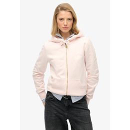 Superdry Damen Kapuzensweatjacke &raquo;ESSENTIAL LOGO ZIPHOOD HB&laquo; aus Baumwollmischung, Relaxed Fit, mit Rei&szlig;verschluss pink XL