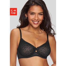 Nuance by Lascana Minimizer-BH mit B&uuml;gel, im angesagten Leo-Look &ndash; ideal f&uuml;r gro&szlig;e Gr&ouml;&szlig;en schwarz 75, Cup H Minimizer-BH