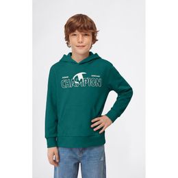 Champion Jungen Kapuzensweatshirt &raquo;Graphic Terry Hoodie&laquo;, mit Kapuze, Langarm, gerader Abschluss, aus Baumwolle und Polyester gr&uuml;n L (152/158)
