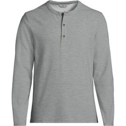 LANDS' END Ottoman-Henleyshirt mit langen &Auml;rmeln f&uuml;r Herren, Herren, size: regular, Blau, Baumwolle/Polyester/Baumwoll-Mischung, by Lands' End
