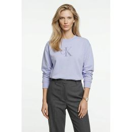 Calvin Klein Jeans Damen Sweatshirt &raquo;FRENCH TERRY MONOLOGO CREW&laquo;, Regular fit, Logoschriftzug lila XXL
