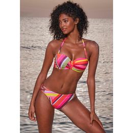 Bruno Banani Damen B&uuml;gel-Bandeau-Bikini mit grafischem Druck bunt 38, Cup D