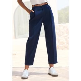 Lascana Damen Lascana Bundfaltenhose &raquo;mit schmalem G&uuml;rtel in Barrel Form&laquo; mit G&uuml;rtel, in modischer Barrel-Form, Businesshose, bequem 42, N-Gr