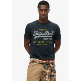 Superdry Herren Rundhalsshirt &raquo;VL HERITAGE RELAXED TEE&laquo; Relaxed Fit, aus Baumwolle und Single Jersey, Kurzarm, pflegeleicht blau 3XL