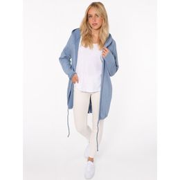 Zwillingsherz Damen Jerseymantel &raquo;"Positive Mind"&laquo; mit hohem Baumwollanteil, sommerliche leichte Sweatware blau SM (S/M)
