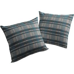 WIRTH Dekokissen &raquo;Laufenberg&laquo; Kissenh&uuml;lle ohne F&uuml;llung, 2 St&uuml;ck blau Baumwolle, Polyester B/L: 40cm x 40cm, 2 Stk.