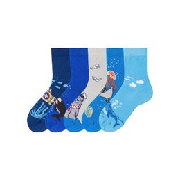 H.I.S. H.I.S Herren Socken &raquo;Lustige Kindersocken, Maritime unterschiedliche Designs&laquo; Packung, 5 Paar tlg. mit Meeresmotiven, weicher Gummibund bunt 31-34