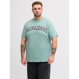 Jack & Jones PlusSize Jack & Jones Plussize Herren Jack & Jones PlusSize T-Shirt &raquo;JJECALEB VARSITY TEE SS O-NECK NOOS PLS&laquo; mit Logobranding gr&uuml;n 5XL