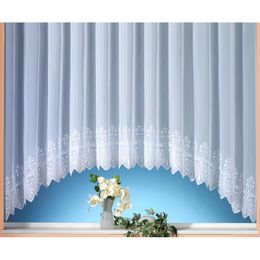 Weckbrodt-Gardinen Gardine &raquo;Heidelberg&laquo; Kr&auml;uselband 1 Stk. tlg. echte Stickerei, Voile, transparent, C-Bogen, 1 Bord&uuml;re, Kante, Store wei&szlig; Voile, Polyester 145cm, 