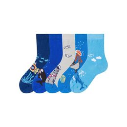 H.I.S. H.I.S Herren Socken &raquo;Lustige Kindersocken, maritime Designs&laquo; Packung, 5 Stk. tlg. mit Meeresmotiven, weicher Gummibund bunt 27-30