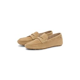 Tommy Hilfiger Damen Slipper &raquo;FLAG SOFT SUEDE DRIVER LOAFER&laquo; , Schlupfschuh, Bequemschuh, Mokassin, Flats mit modischen Zierriegel 36