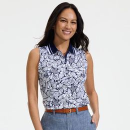 LANDS' END &Auml;rmelloses Supima-Poloshirt f&uuml;r Damen, Damen, size: regular, Blau, Baumwolle, by Lands' End
