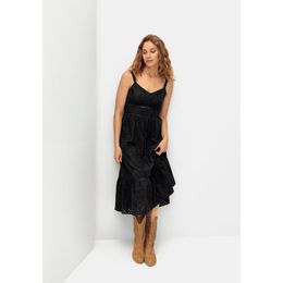 Lascana Damen Lascana Midikleid mit sommerlicher Lochstickerei schwarz 34, N-Gr